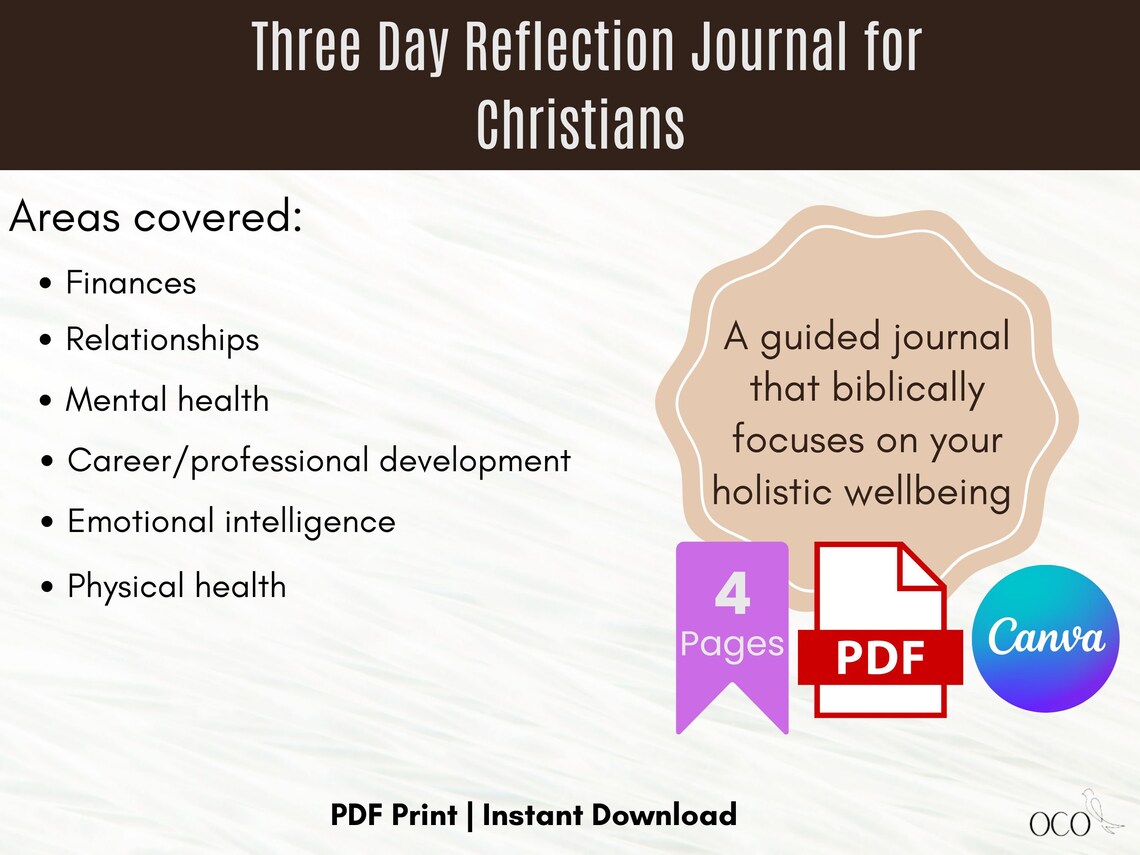 3 Day Guided Personal Reflective Journal | Use With Bible Studies ...
