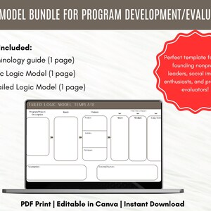 Logic Model Template Bundle for Nonprofits, Grant Writing, Program ...
