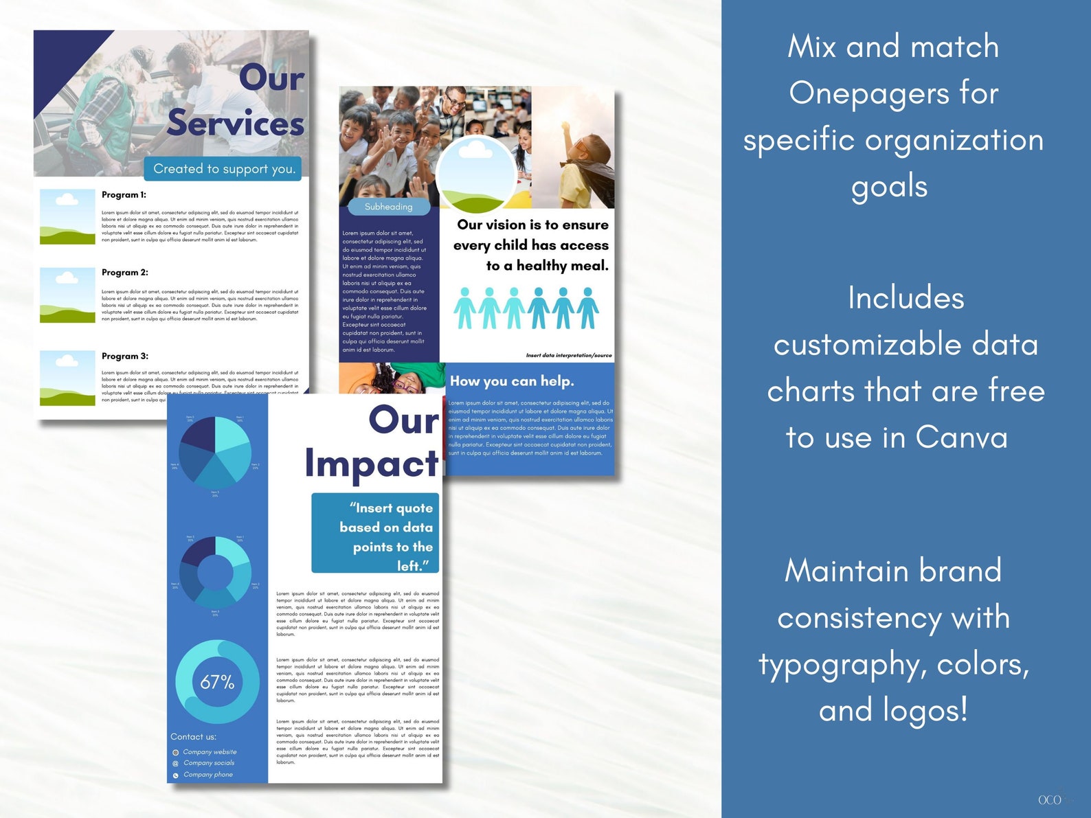 Nonprofit One Pager Template Bundle, Customizable Canva Templates ...