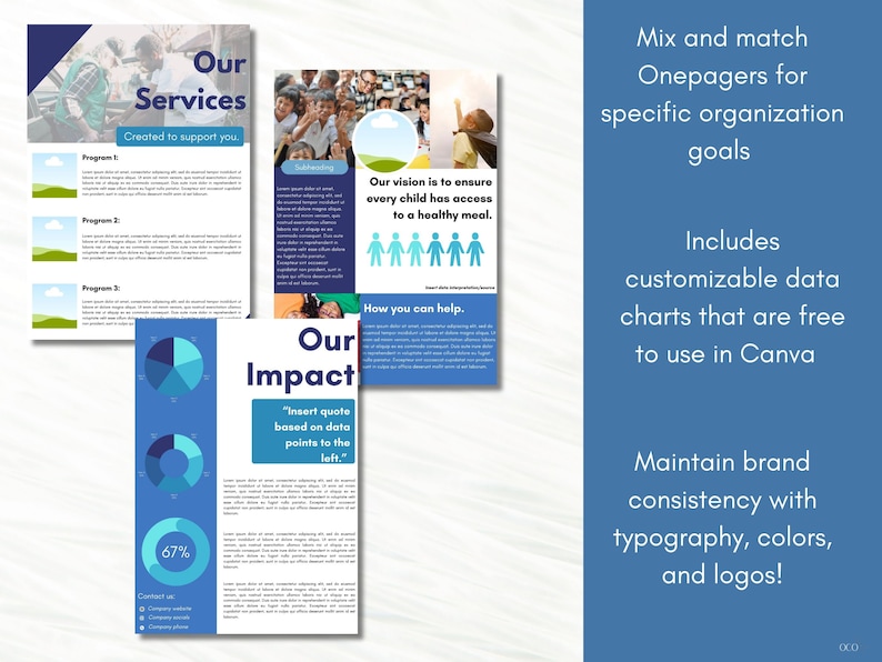 Nonprofit One Pager Template Bundle, Customizable Canva Templates ...