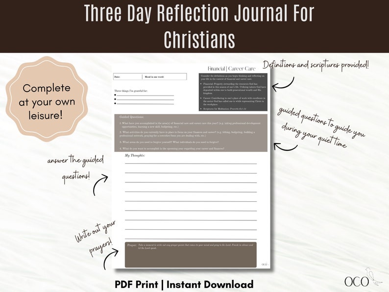 3 Day Guided Personal Reflective Journal Use With Bible Studies ...
