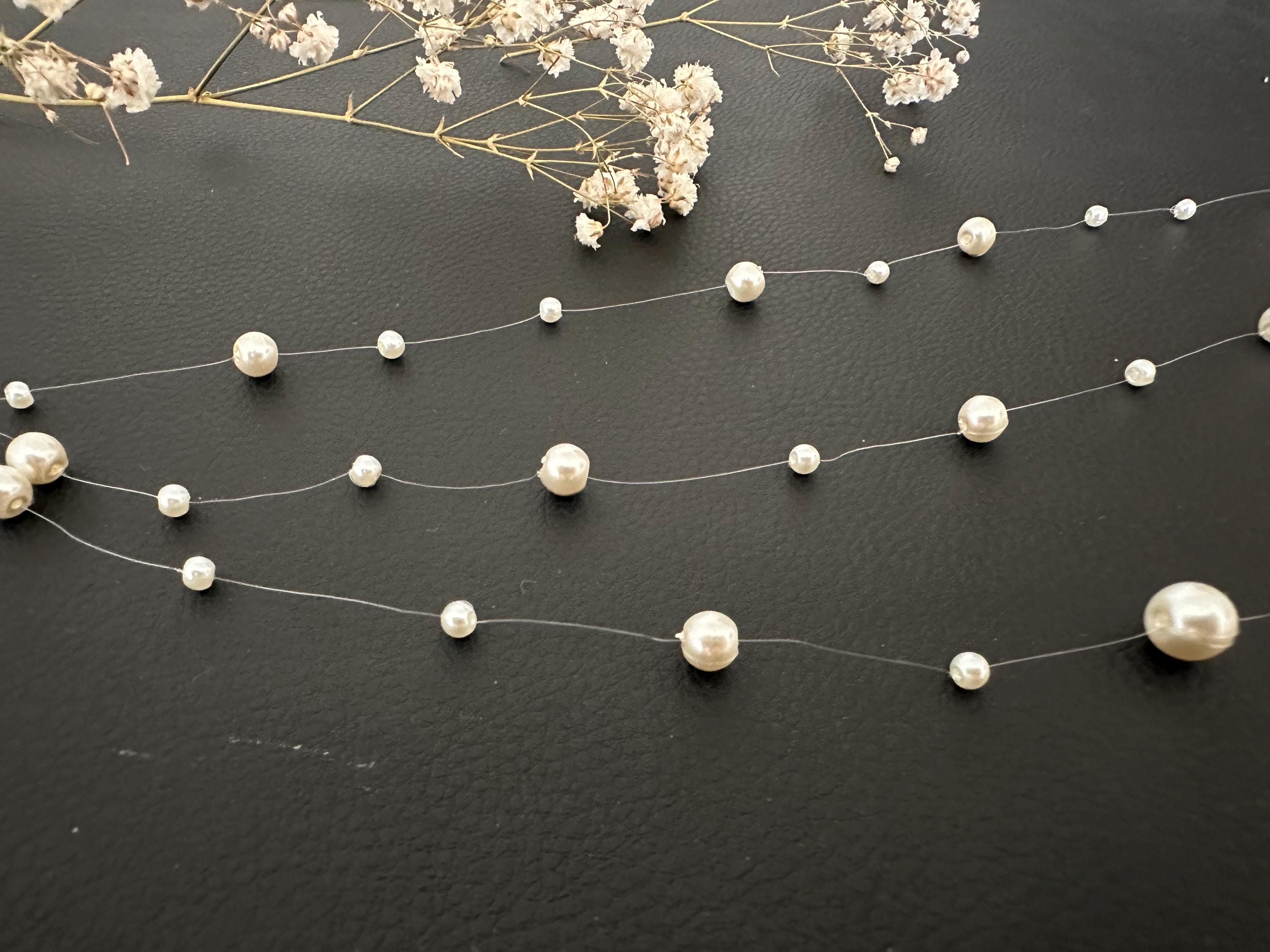 White Floating Pearl Necklace - Multi-strand Illusion Necklaces - Pearl ...