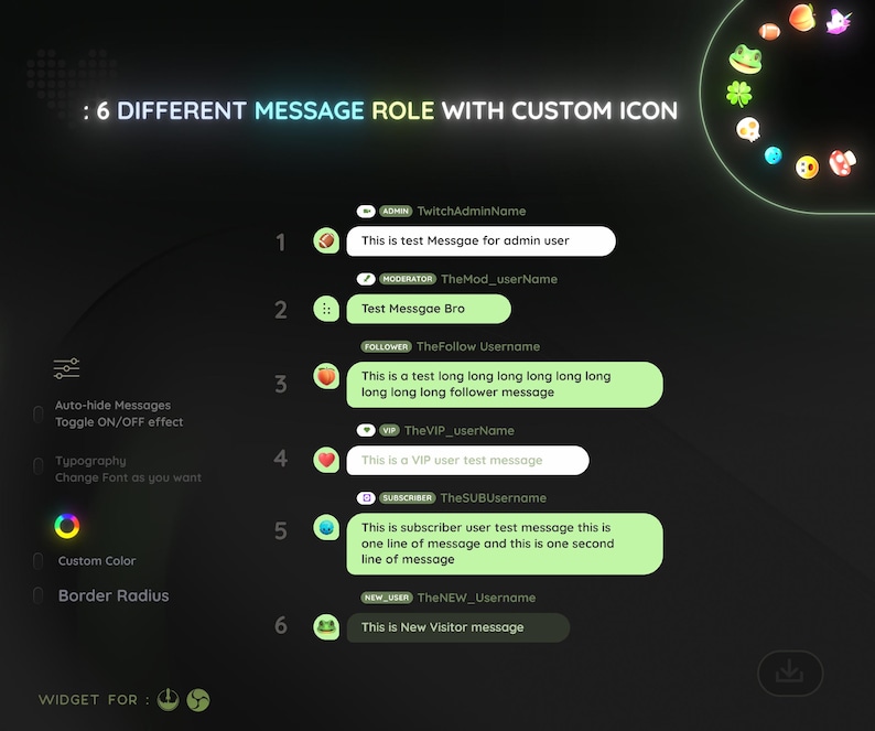 Modern Minimal Twitch Chat Widget – Streamelements Chat, Custom Role ...