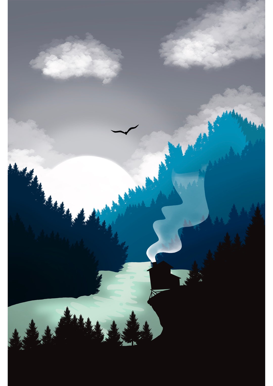 Blue Landscape - Etsy