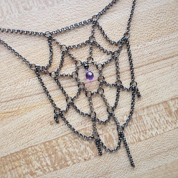 Spider Web Necklace - Etsy