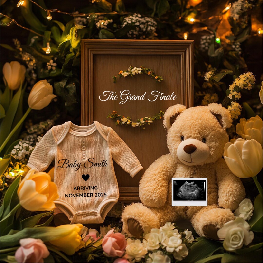 The Grand Finale Spring Pregnancy Announcement Digital April Baby ...