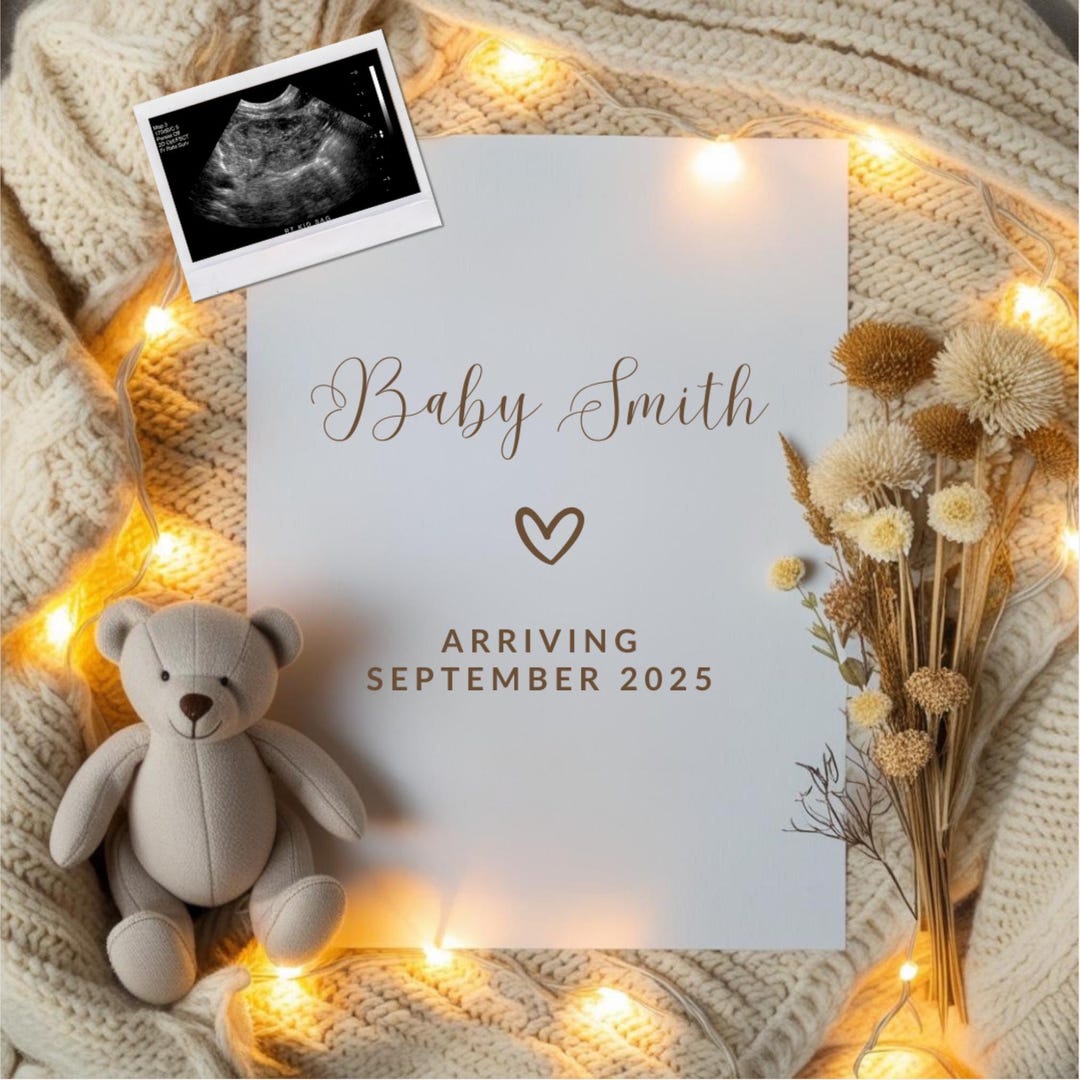 Neutral Pregnancy Announcement Template Digital Baby Announcement ...