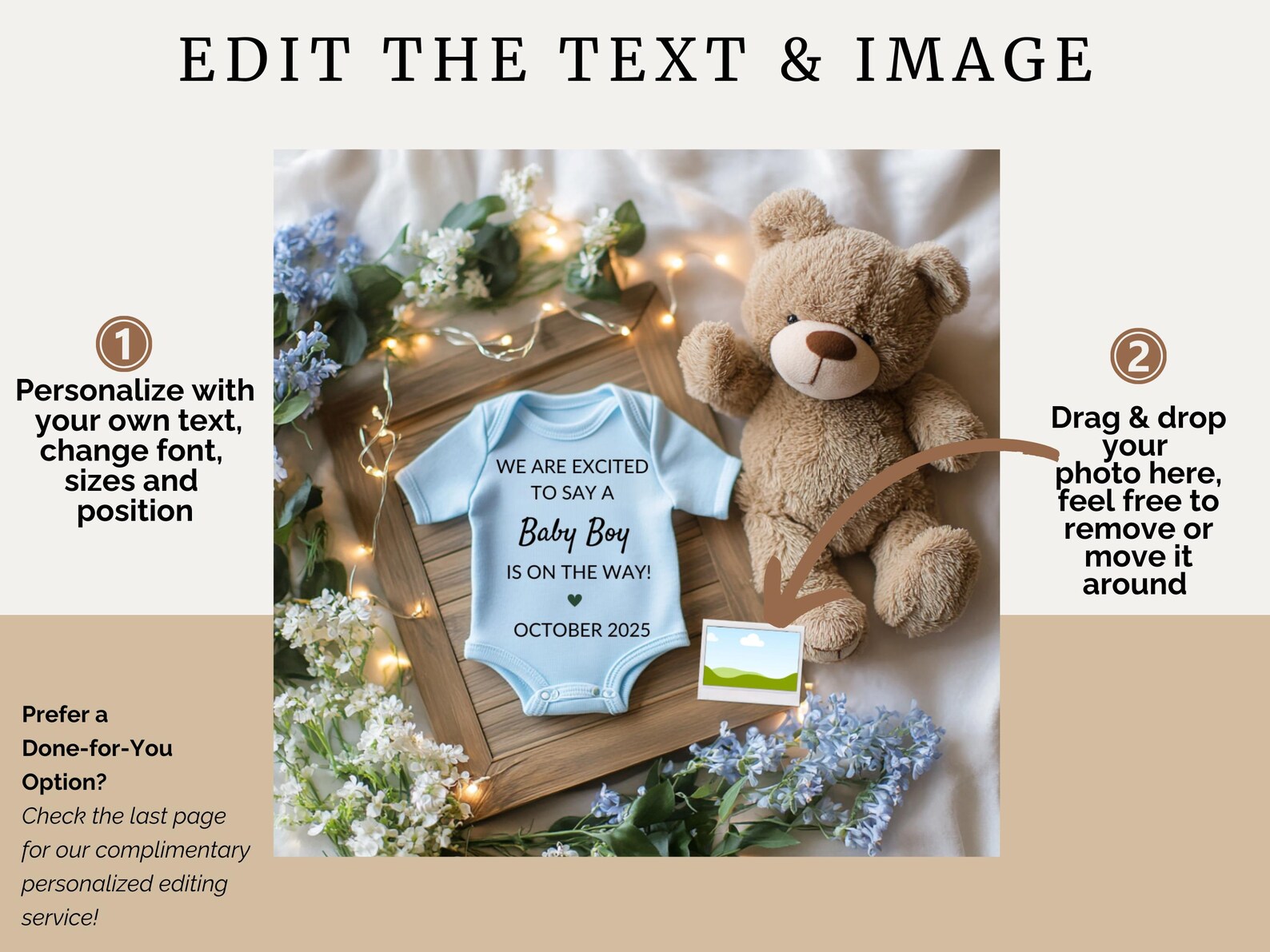 It's a Boy Spring Pregnancy Announcement Digital Baby Boy on the Way ...