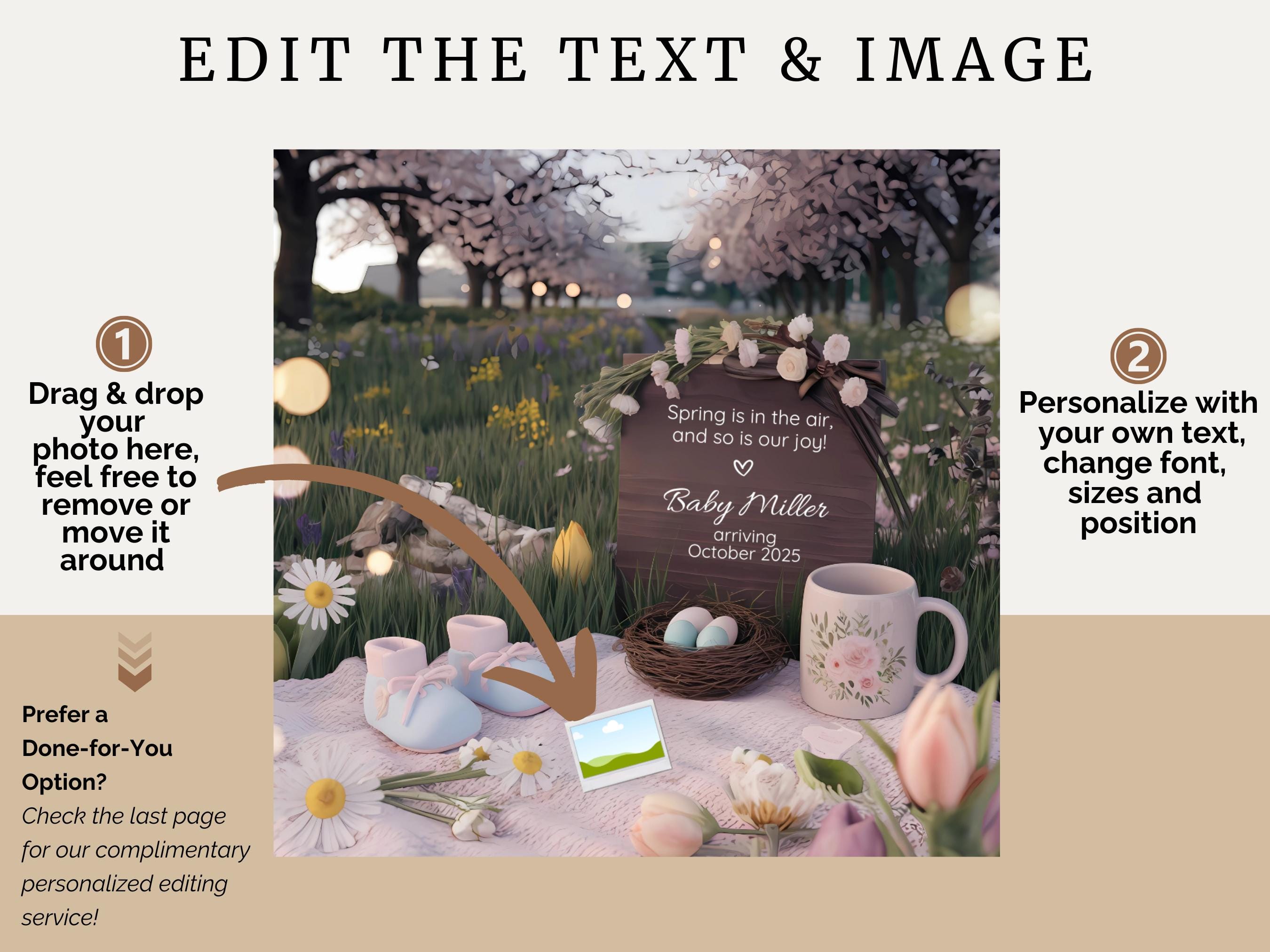 Spring Baby Reveal Digital Pregnancy Announcement Spring is in the Air ...