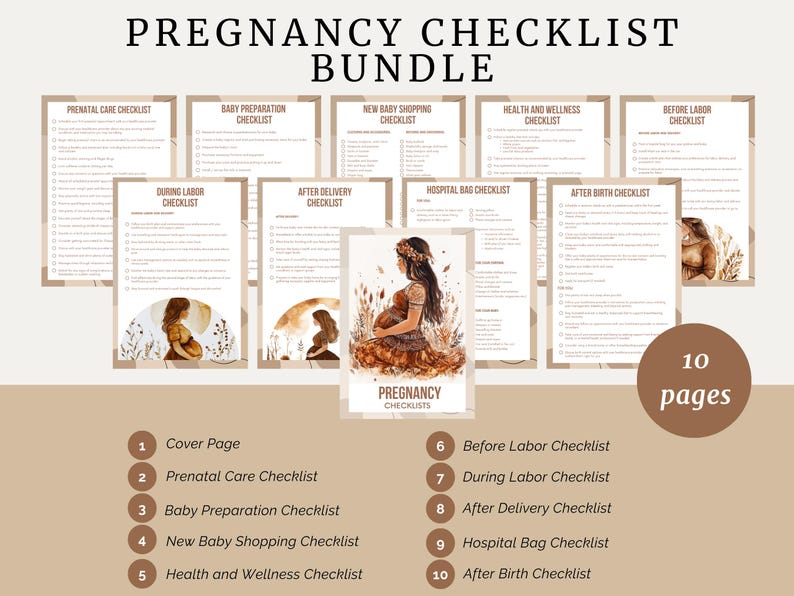 Pregnancy Checklists Printable Bundle Pregnancy Essentials Newborn ...