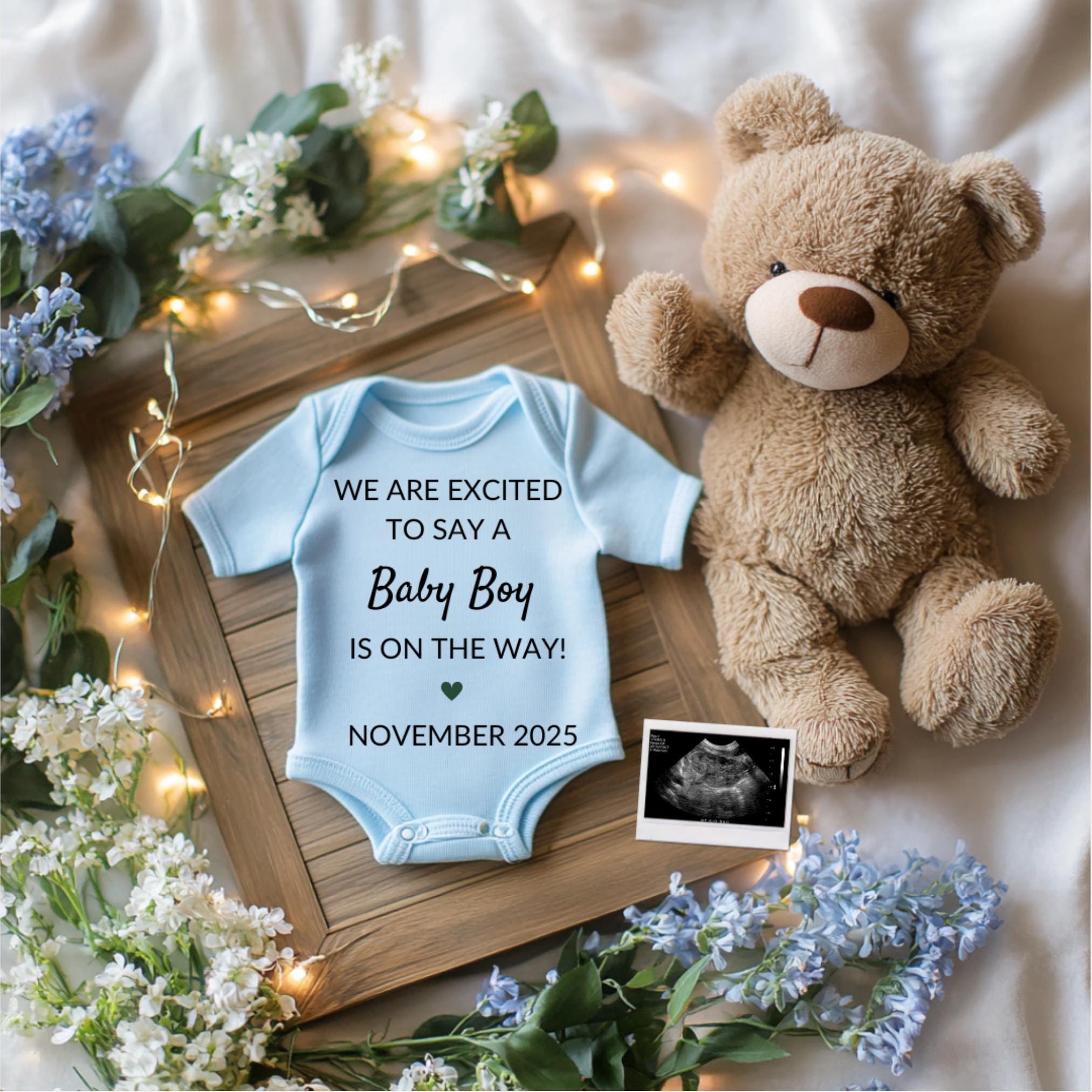 It's a Boy Spring Pregnancy Announcement Digital Baby Boy on the Way ...