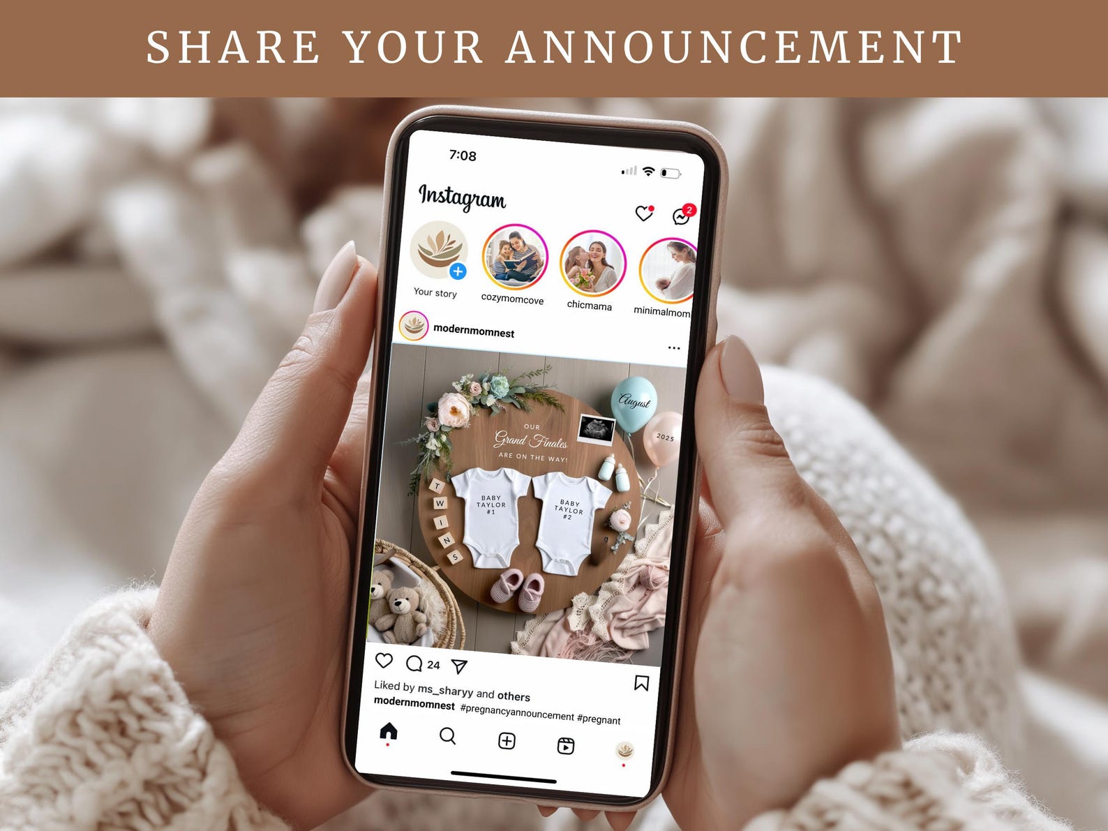Grand Finale Twins Pregnancy Announcement Digital Template Last Baby ...