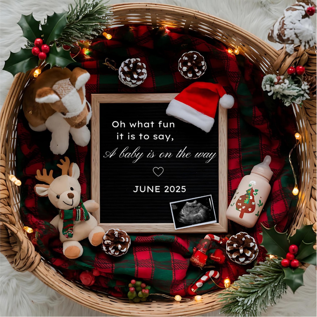 Digital Pregnancy Christmas Announcement Editable Baby Reveal Christmas ...