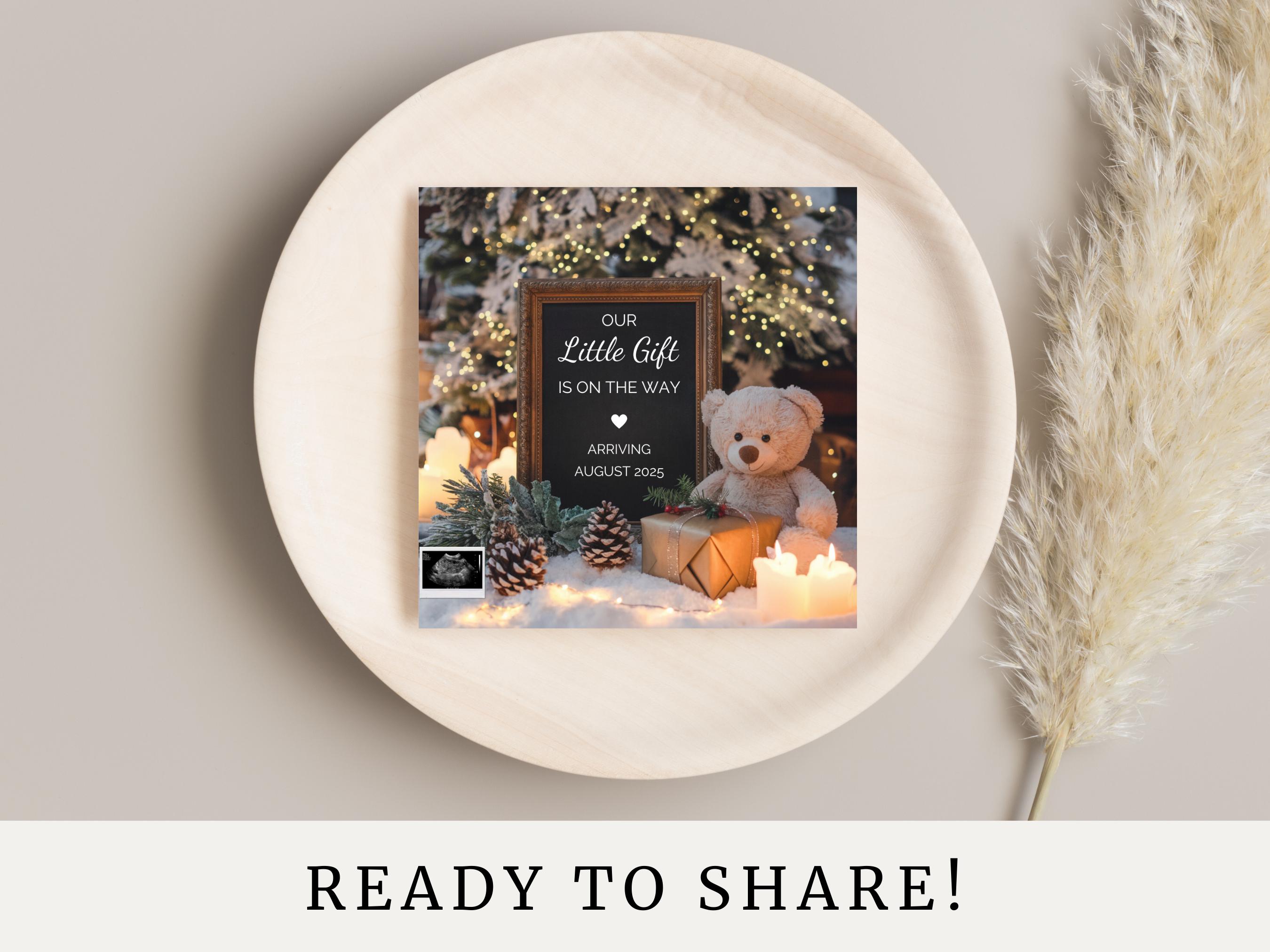 Christmas Pregnancy Announcement Digital Editable Christmas Baby ...