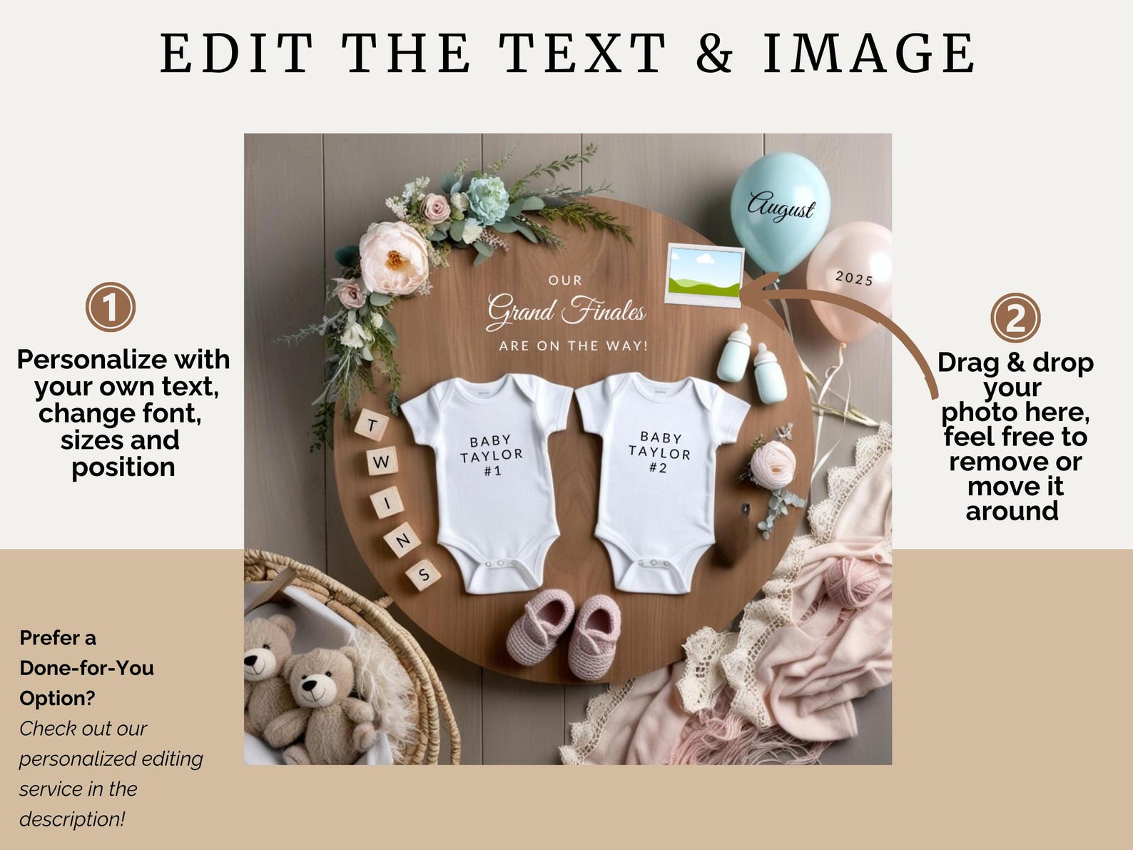 Grand Finale Twins Pregnancy Announcement Digital Template Last Baby ...