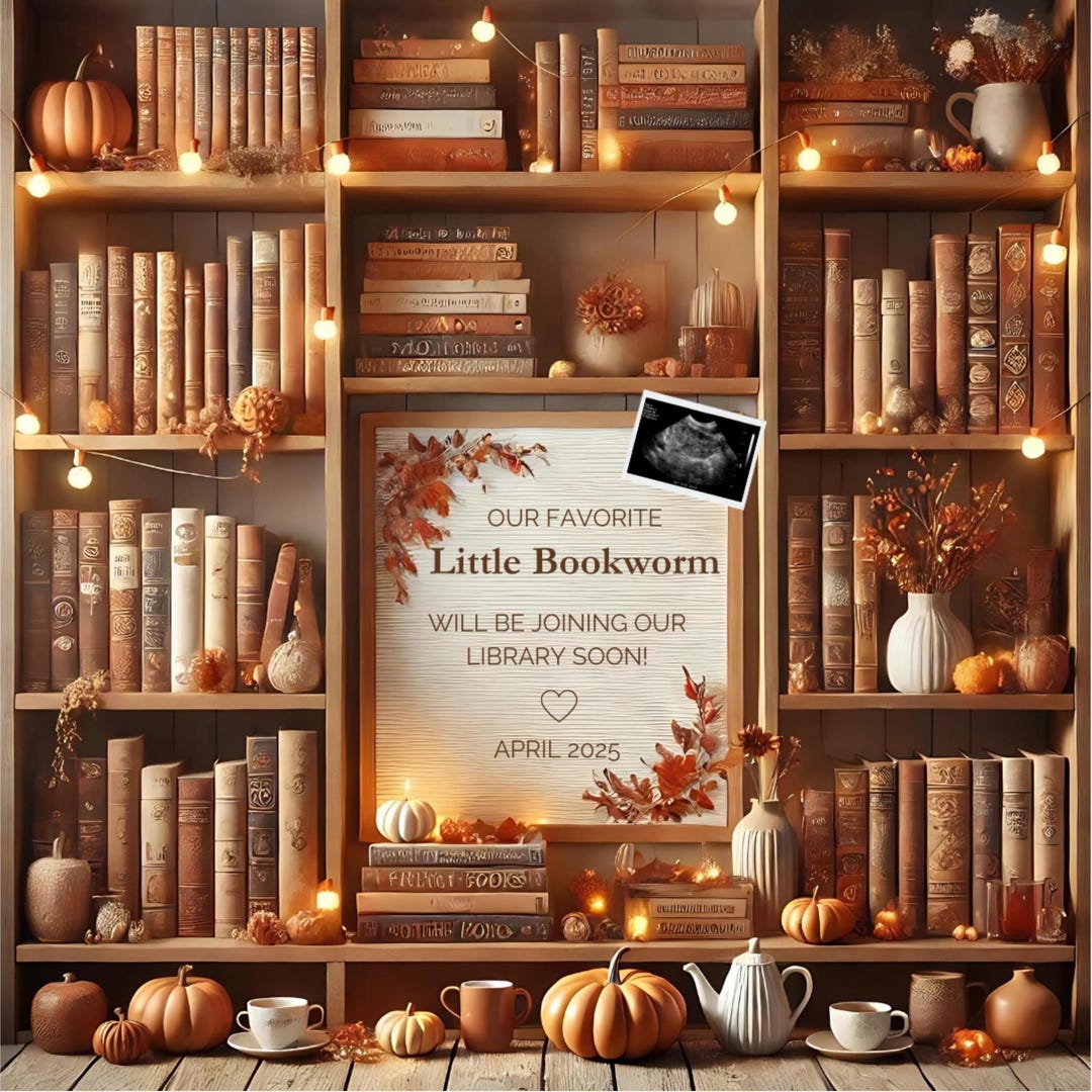 Books Pregnancy Announcement Template Fall Baby Announcement Social ...
