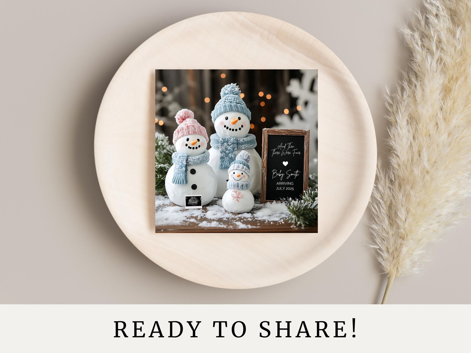 And Then There Were Four Winter Pregnancy Announcement Digital ...