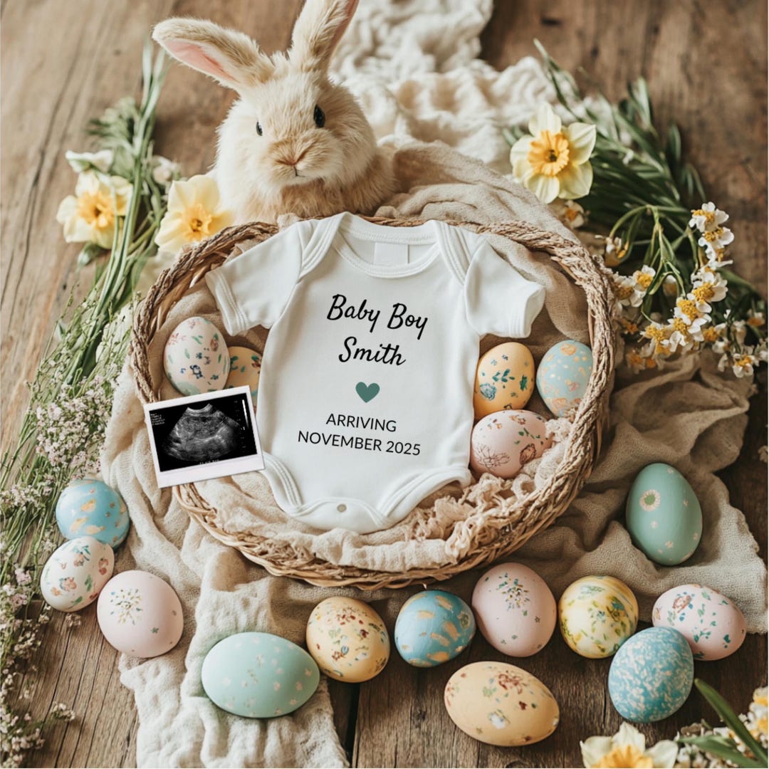 Easter Pregnancy Announcement Digital Baby Boy Bunny Pregnancy Easter ...