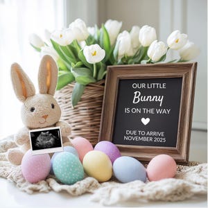 Easter Pregnancy Announcement Digital Editable Easter Baby Announcement ...