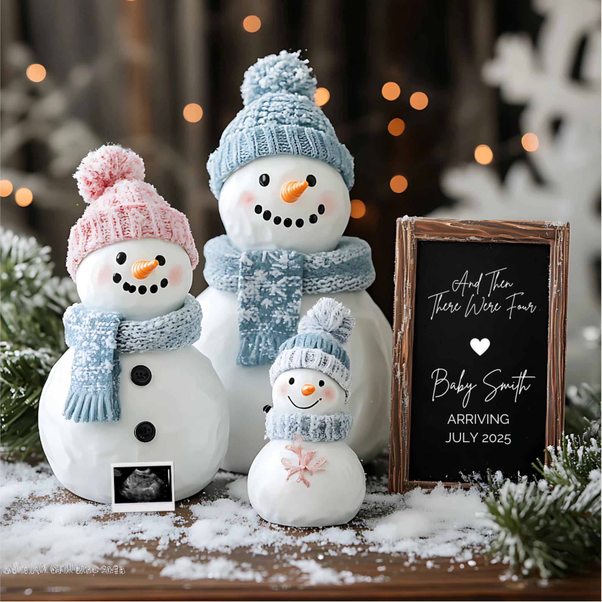 And Then There Were Four Winter Pregnancy Announcement Digital ...