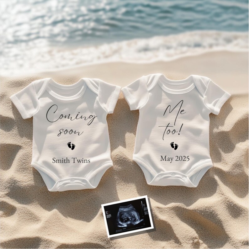 Twin Pregnancy Announcement Beach Baby Reveal, Social Media (digital ...