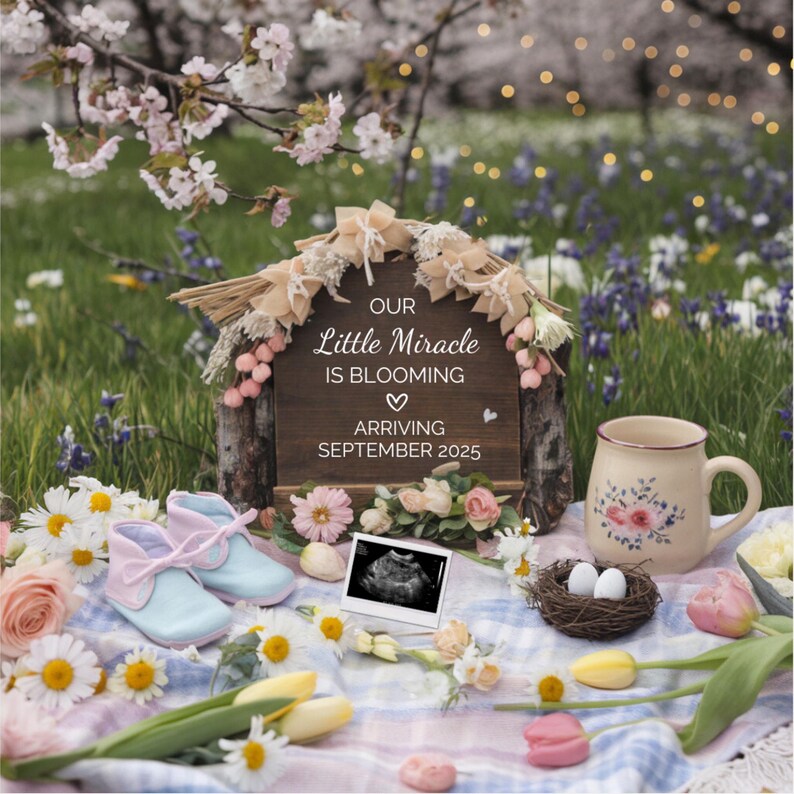 Spring Pregnancy Announcement Digital Template Editable Easter Baby ...