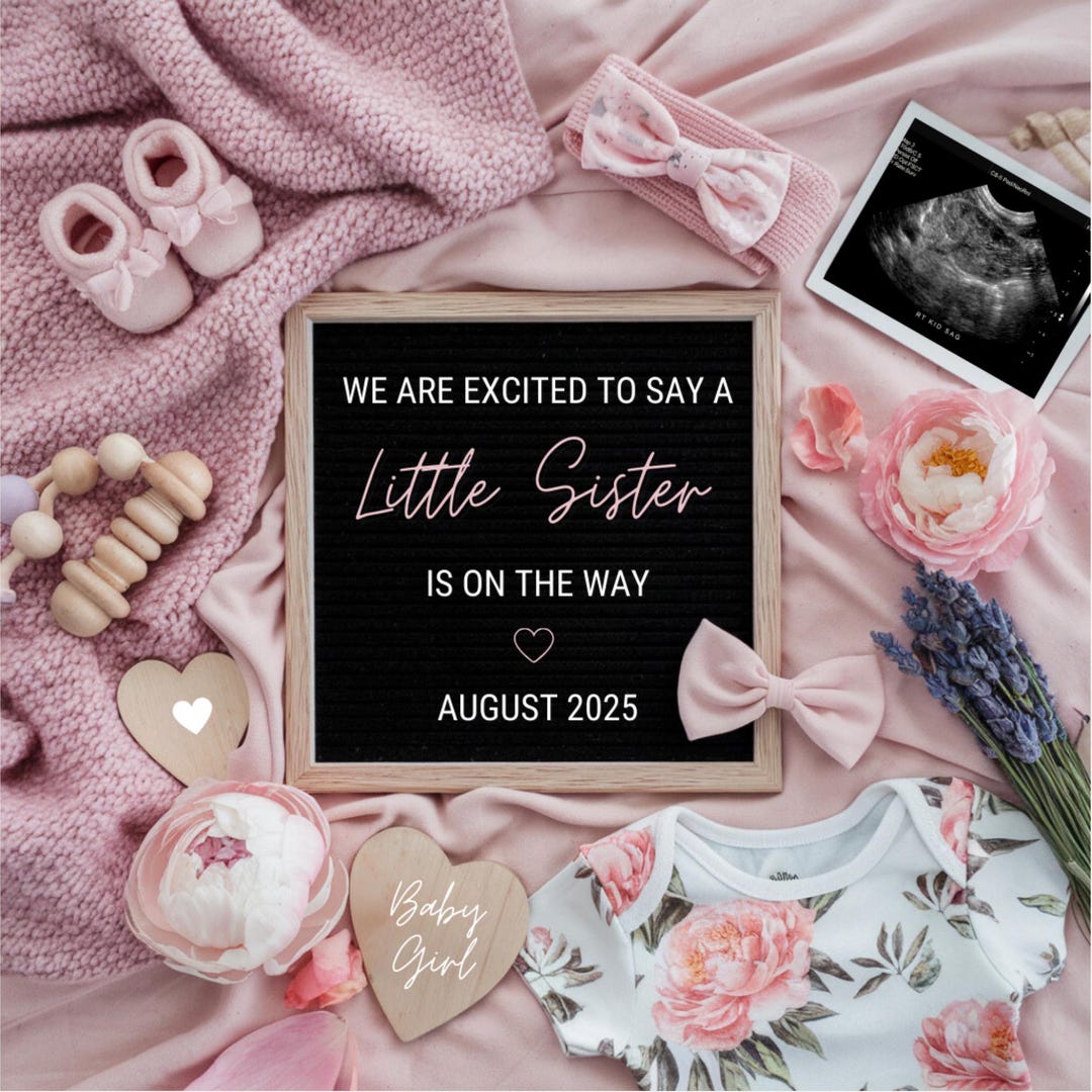 Little Sister Pregnancy Announcement, Baby Girl Reveal (digital ...
