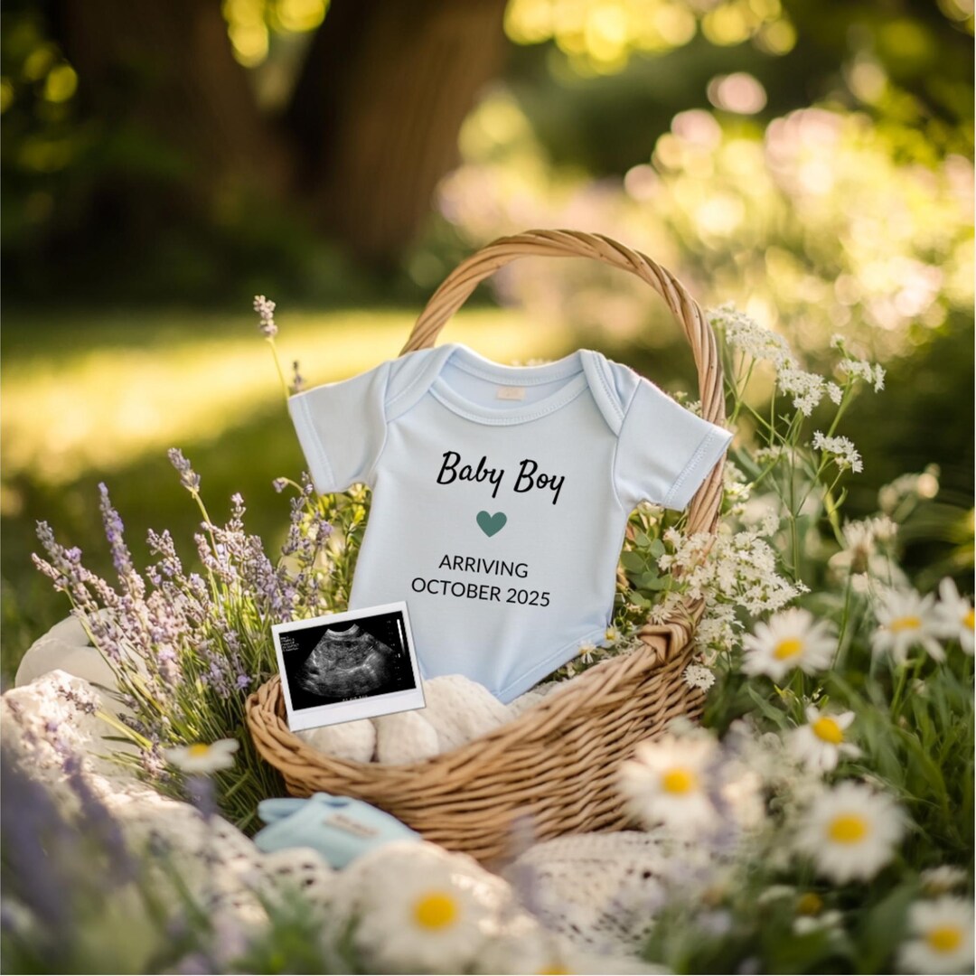 Spring Pregnancy Announcement Digital Spring Baby Reveal Baby Boy ...