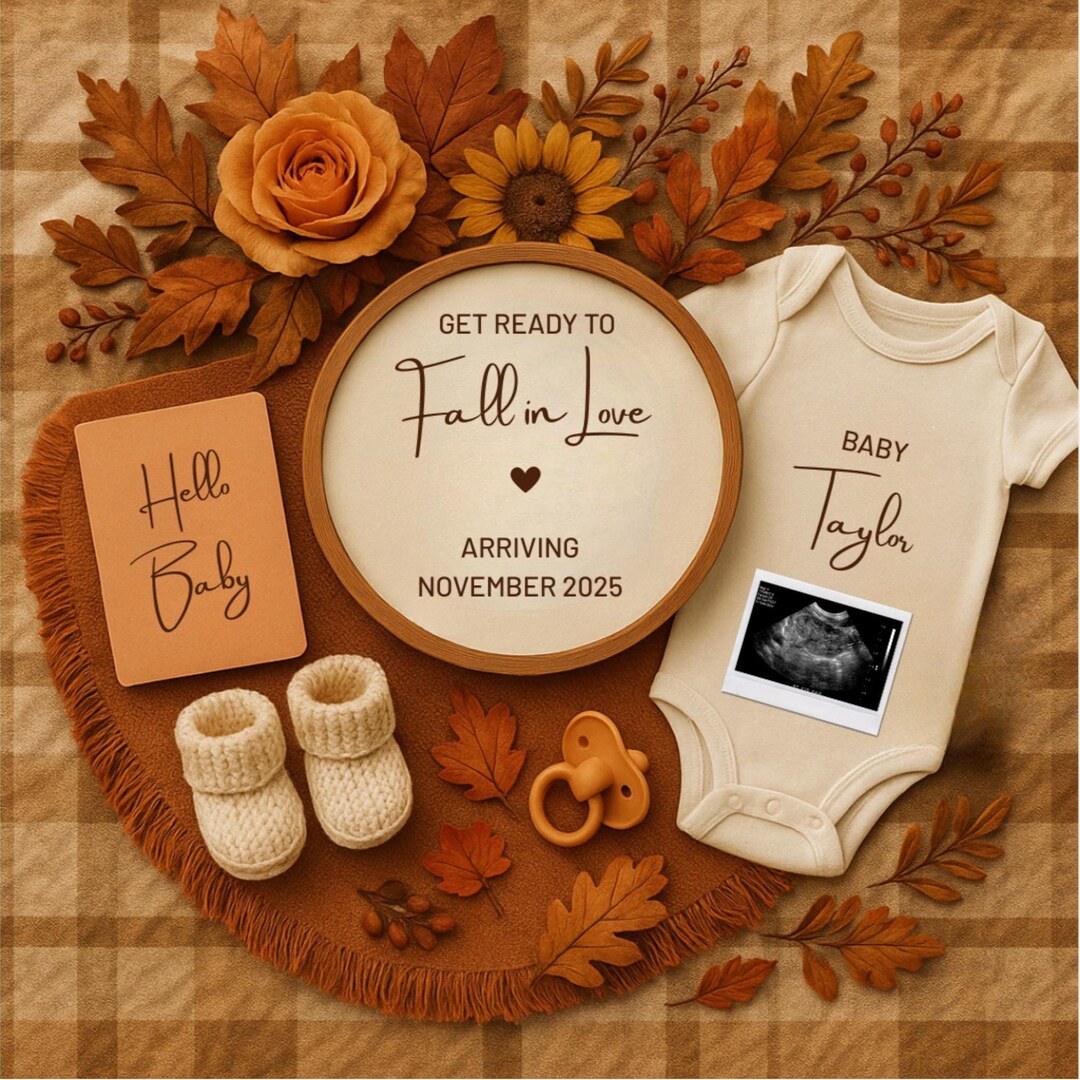 Fall Pregnancy Announcement Template Digital Neutral Baby Announcement ...