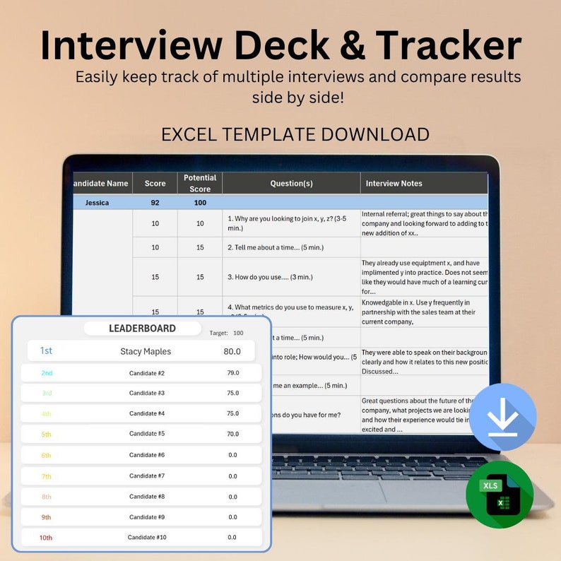 Candidate Interview Deck & Tracker; Easily Track up to 10 Potential ...