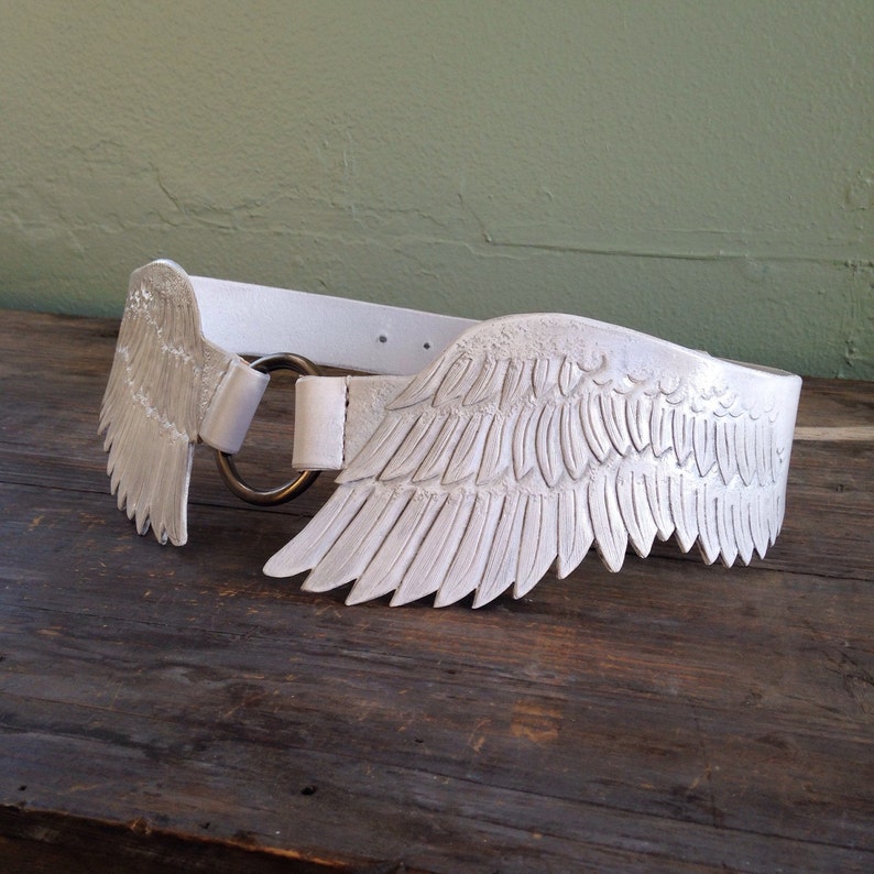 Feathered Bird Wings Tooled Leather Waist Sized Buckle Back Belt - Etsy UK