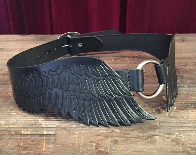 Feathered Bird Wings Tooled Leather Waist Sized Buckle Back Belt - Etsy