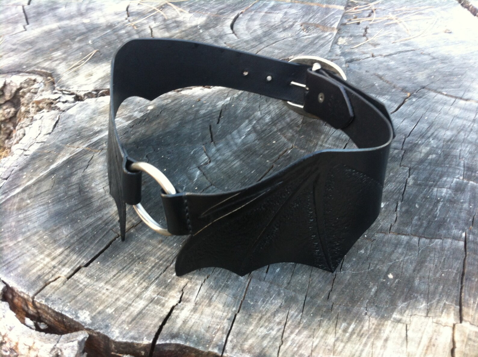 Bat Wings Tooled Leather Waist Sized Buckle Back Belt in Solid - Etsy