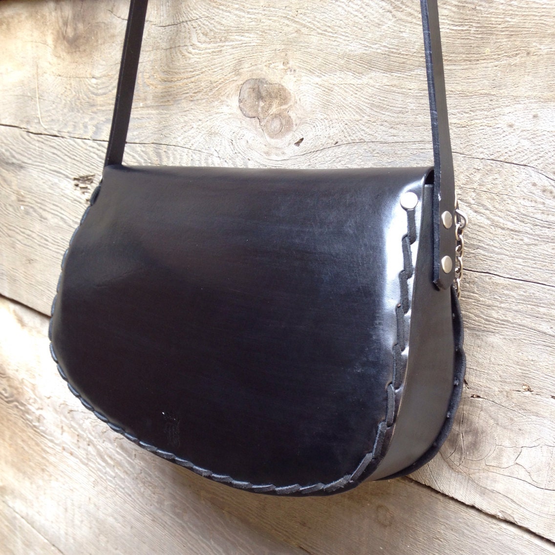 Spiderweb Purse With Strap Black Hand Tooled Leather | Etsy