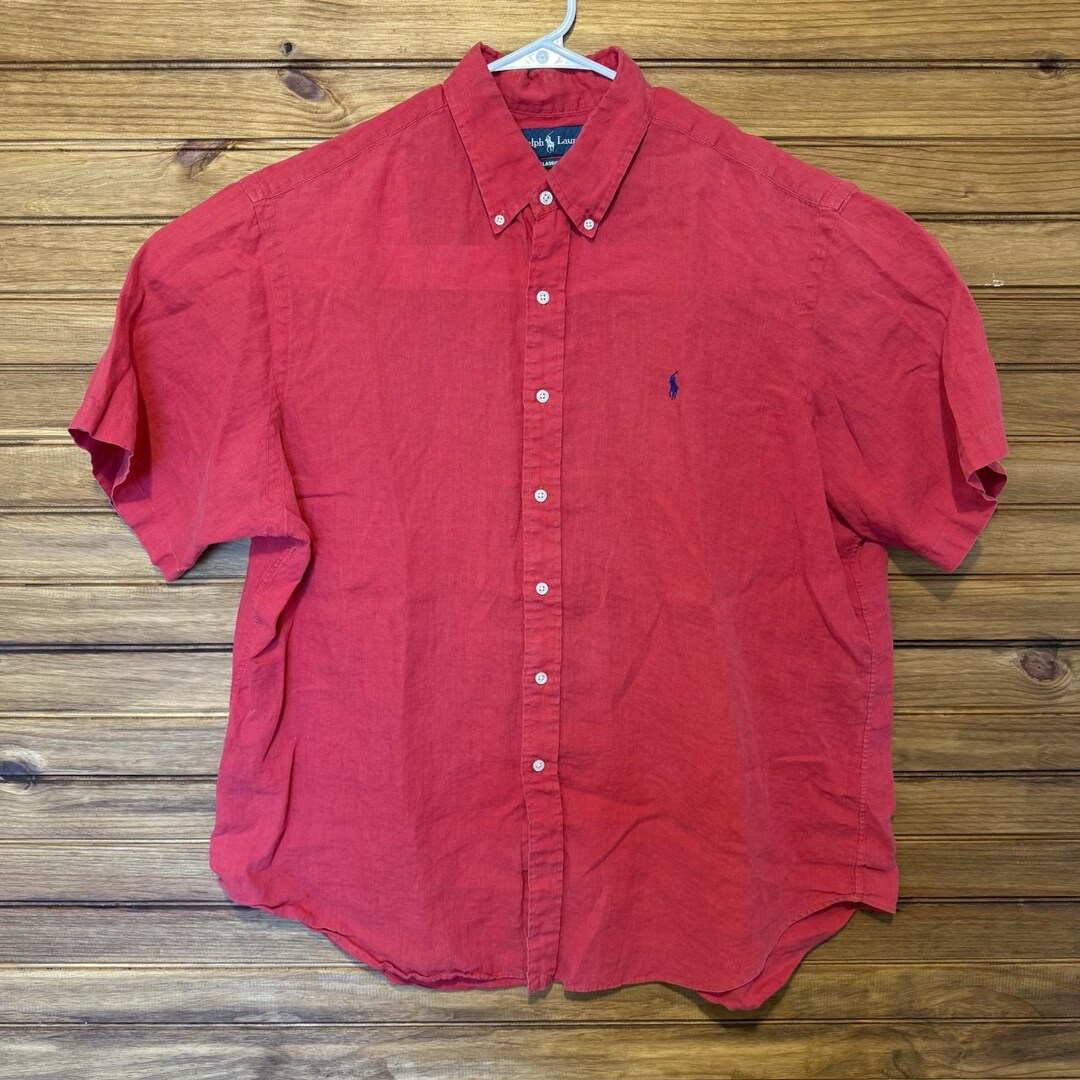 Vintage Polo Ralph Lauren Shirt Mens Size XXL Camp Linen Loop Collar ...