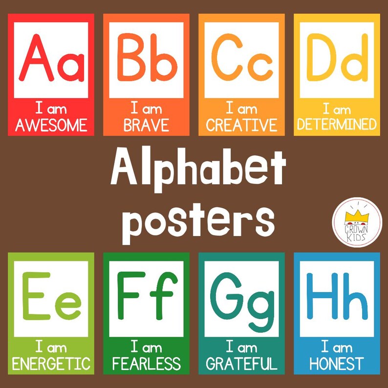 Alphabet Poster Set Motivational 'I Am' Phrases ESL Classroom Decor ...