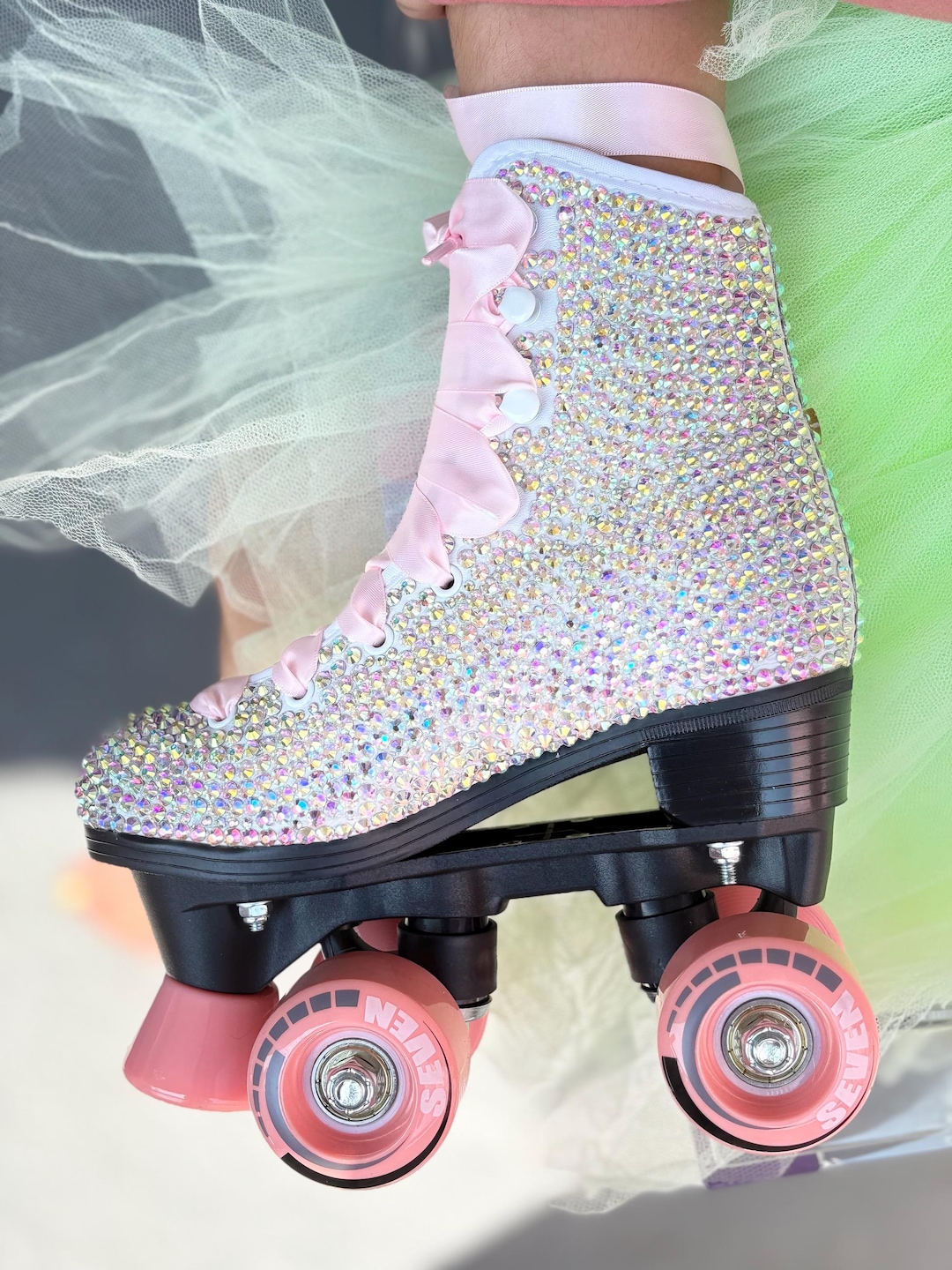 Youth Blinged Out Roller Skates: Bedazzled Vegan Leather Disco Skates ...