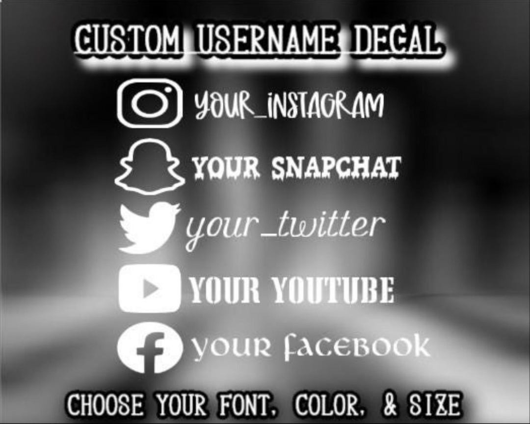 Custom Username Vinyl Sticker - Social Media Stickers - Username Decal ...