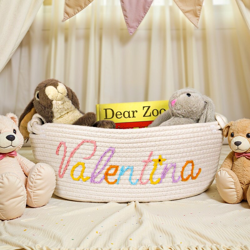 Embroidered Rope Baskets - Etsy