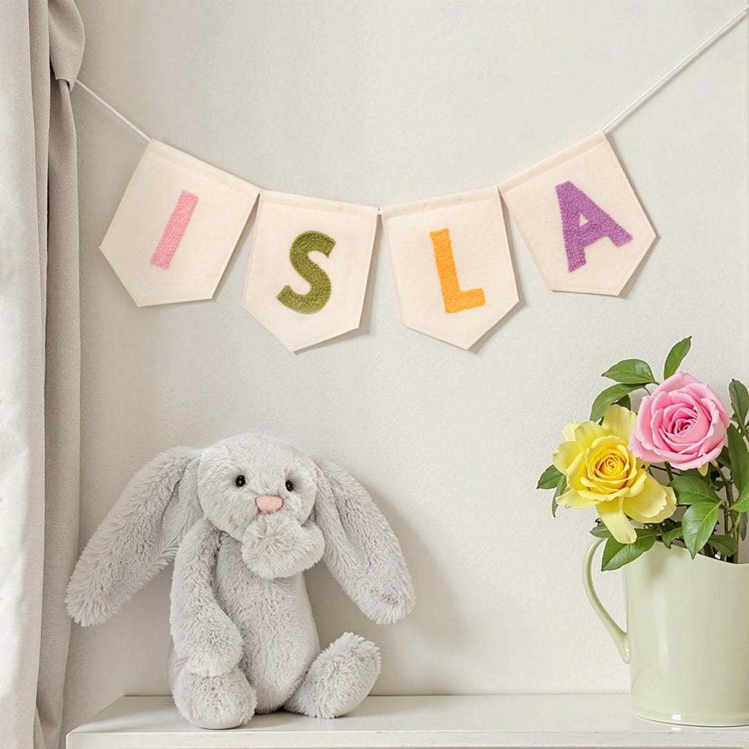 Pastel Rainbow Name Bunting Personalised Nursery Bunting Custom Name ...