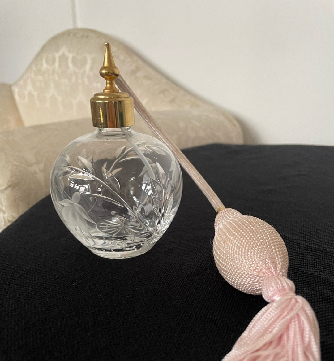 Vintage Crystal Perfume Atomiser With Frosted Glass Flowers and a Baby ...