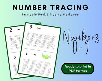 Printable Number Tracing Pdf Card 0-9 Trace Numbers Interactive ...
