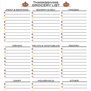 Printable Thanksgiving Grocery Shopping List, Stay on Track With This ...