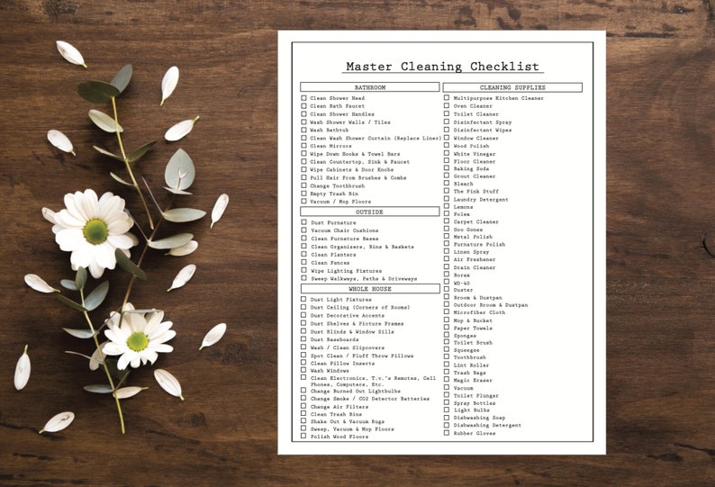 Master Cleaning Checklist, Clean Your Whole House, Ultimate Cleaning ...