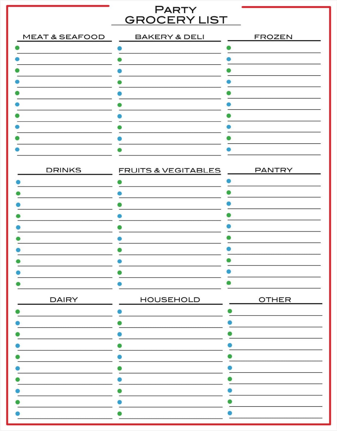Printable Party Grocery Shopping List, Stay on Track With This ...