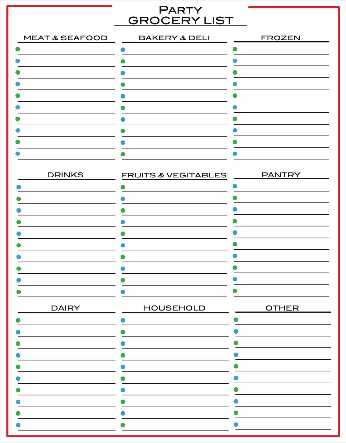 Printable Party Grocery Shopping List, Stay on Track With This ...