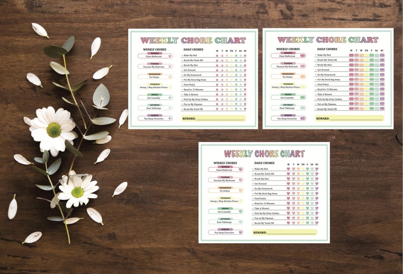 Kids Bulk Weekly and Daily Chore Chart, Help Your Child Stay on Track ...