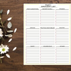 Printable Party Grocery Shopping List, Stay on Track With This ...