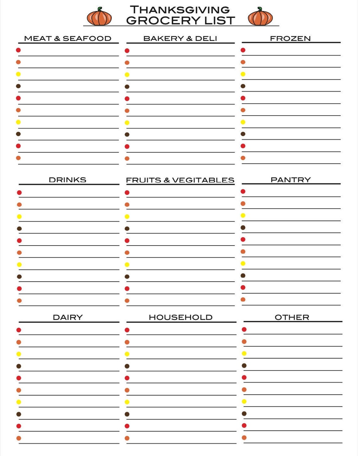 Printable Thanksgiving Grocery Shopping List, Stay on Track With This ...