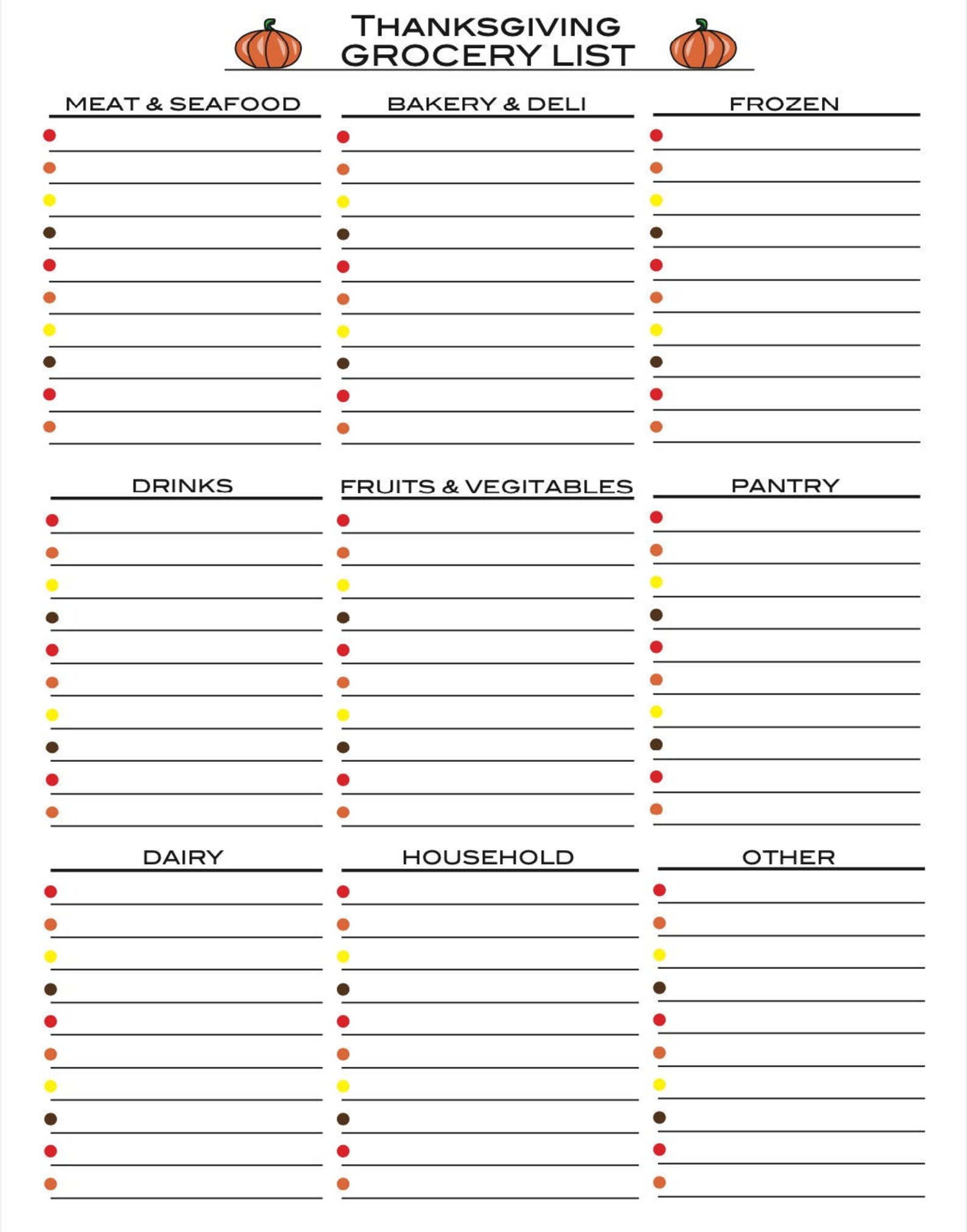 Printable Thanksgiving Grocery Shopping List, Stay on Track With This ...